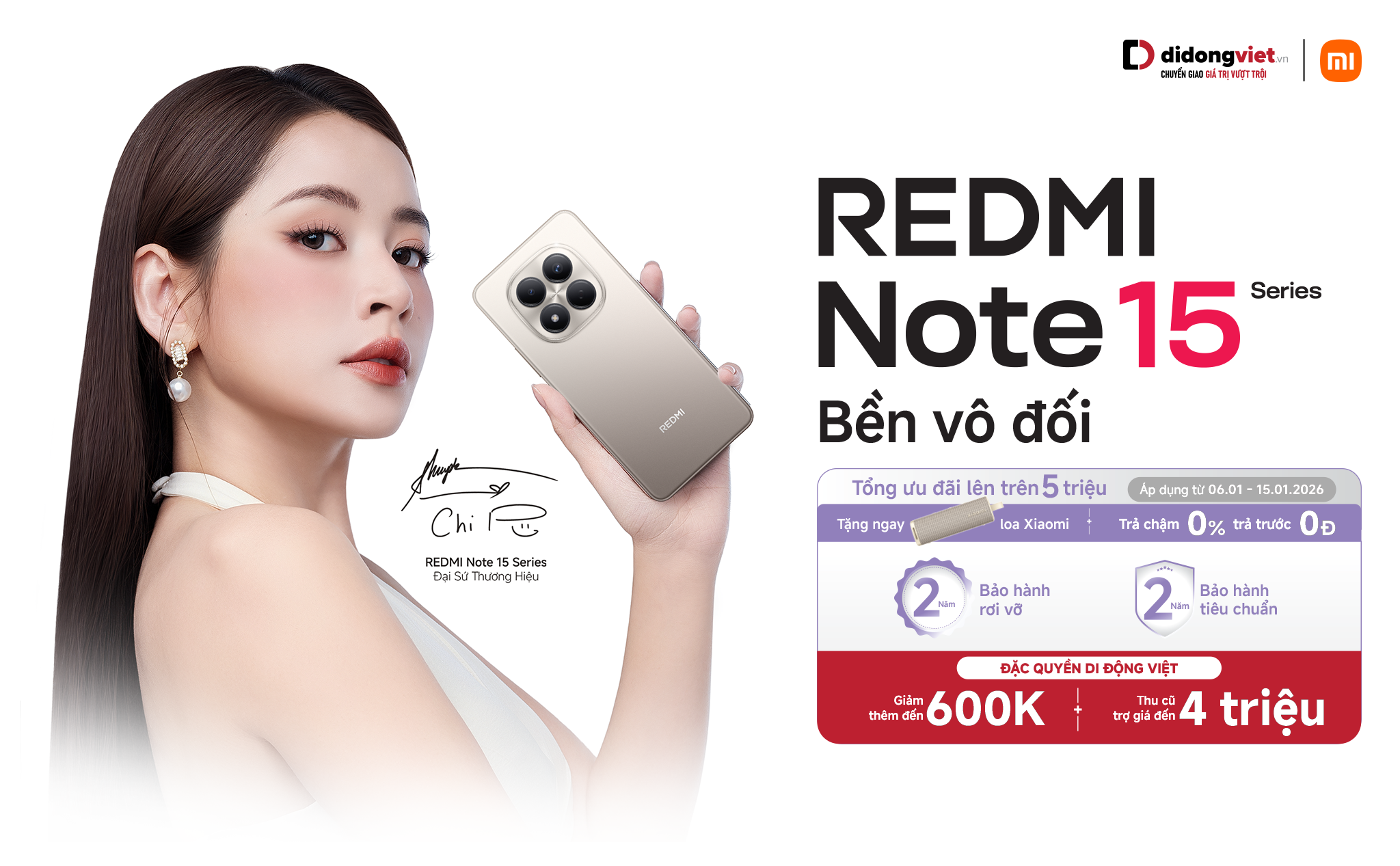 Sở hữu Redmi Note 15 series tại Di Động Việt với nhiều ưu đãi hấp dẫn
