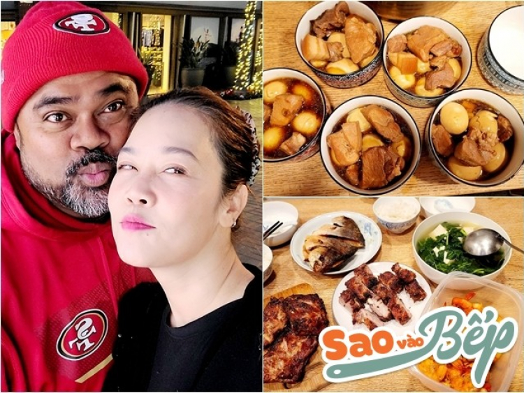 Chồng lai Phi của Thu Phương nấu ăn cho đàn con chu đáo, được khen là ...