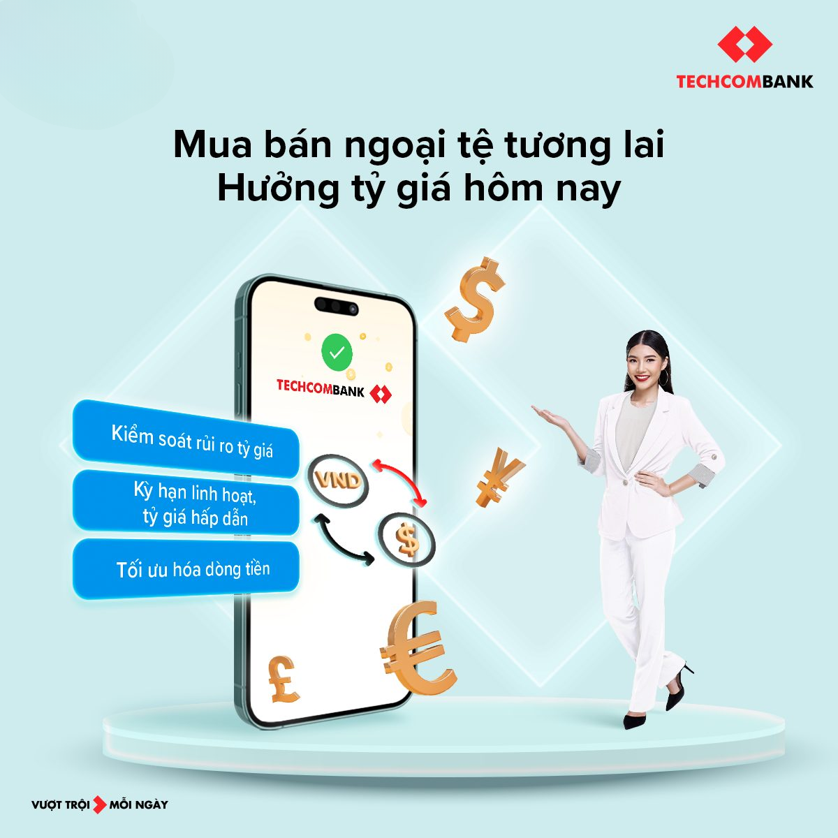 Techcombank đồng hành cùng người Việt toàn cầu Tỷ giá cạnh tranh - Giao dịch nhanh chóng