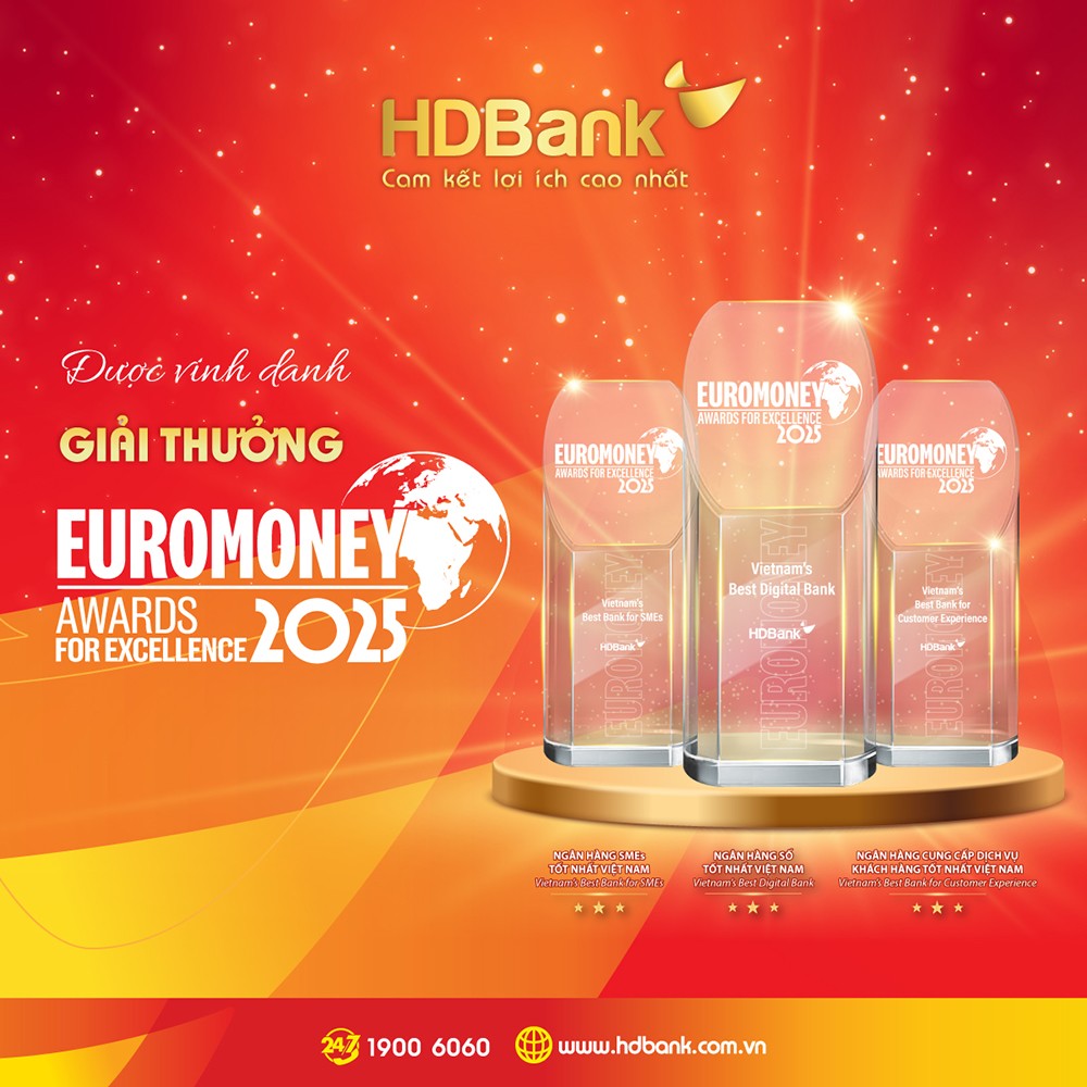 HDBank lập “hat-trick” giải thưởng Euromoney 2025, khẳng định vị thế quốc tế của ngân hàng Việt